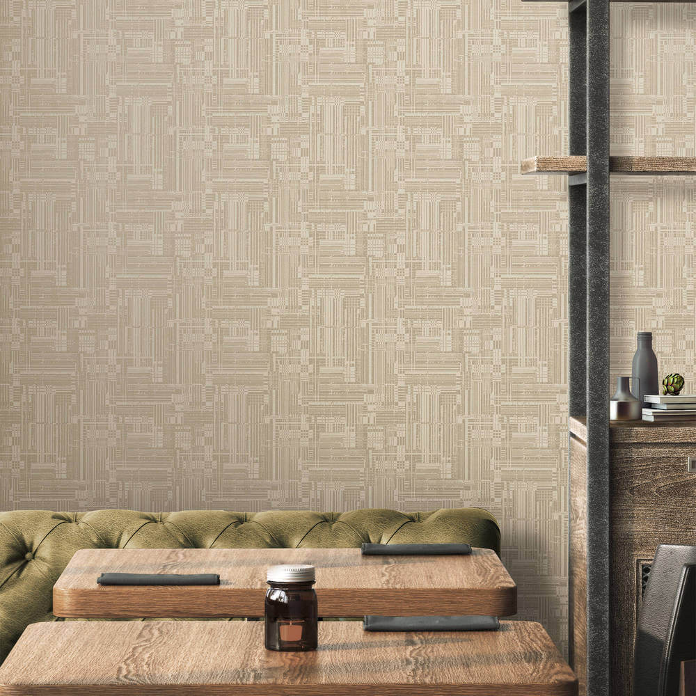 Adawall Alfa 3703-3 Abstract Stylised Woven Modern Behang - L 15,6m x B ...