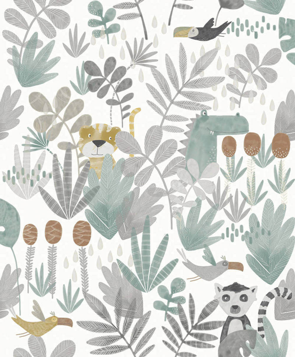 Zoom by Masureel Be Happy HAP002 Wilderness Jade Behang - BehangSite.com