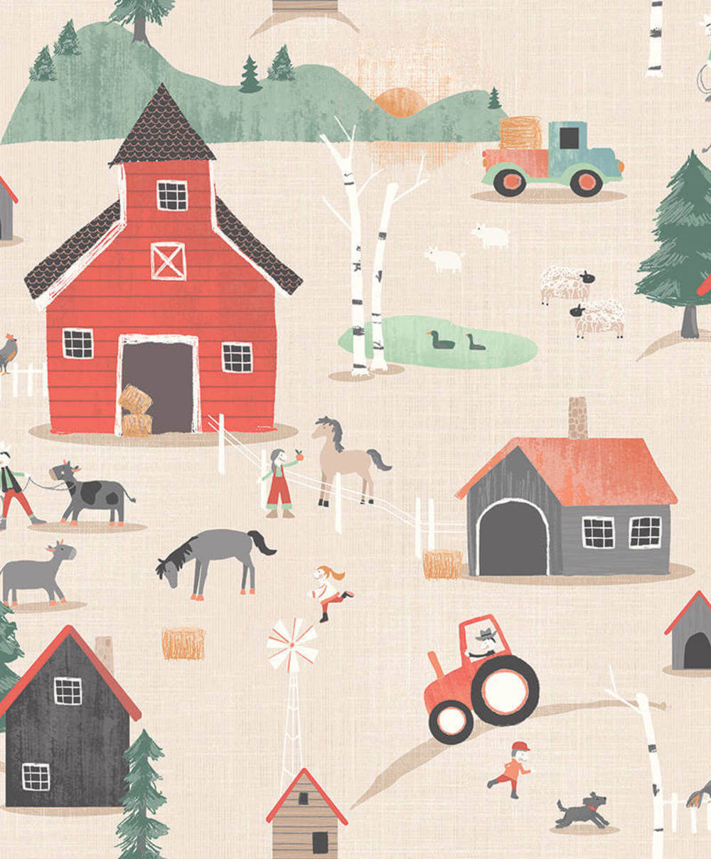 Zoom by Masureel Be Happy HAP402 Farm Coral Behang - BehangSite.com